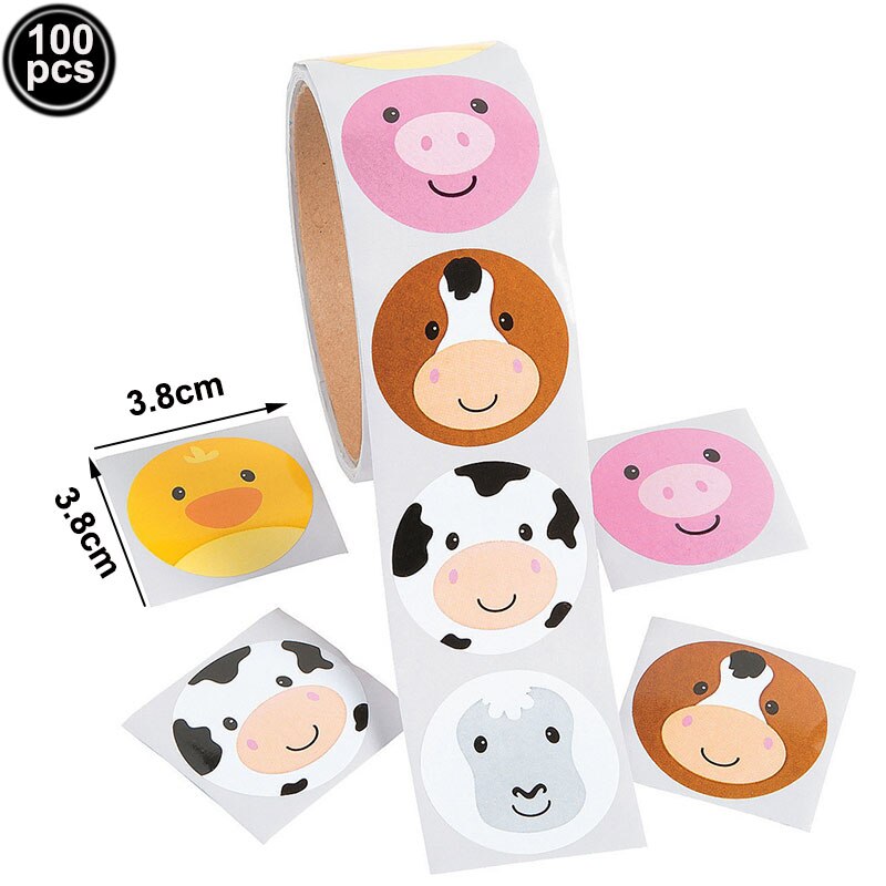 100Pcs/Roll Farm Animal Stickers Zakken Afdichting... – Vicedeal