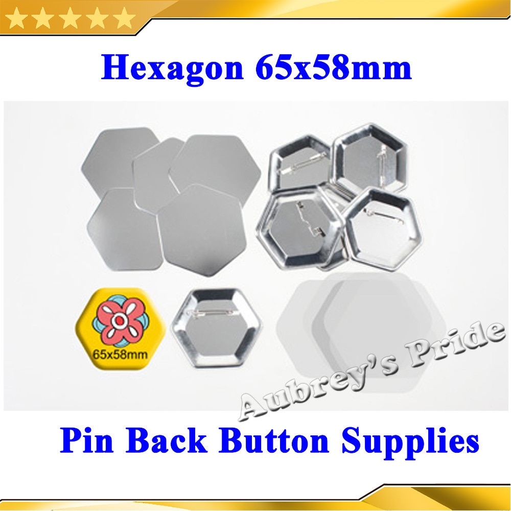 100 Sets Hexagon 65x58mm Pin Back Metal Pinback Bu... – Grandado