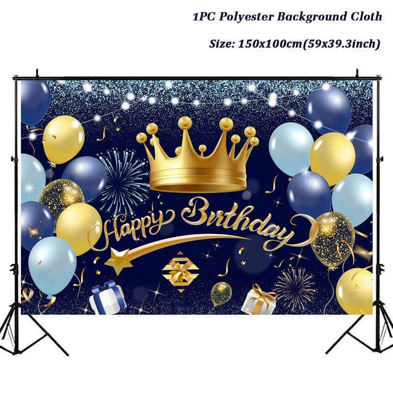 Happy Birthday Backdrop Girl Boy Large Black Gold ... – Grandado