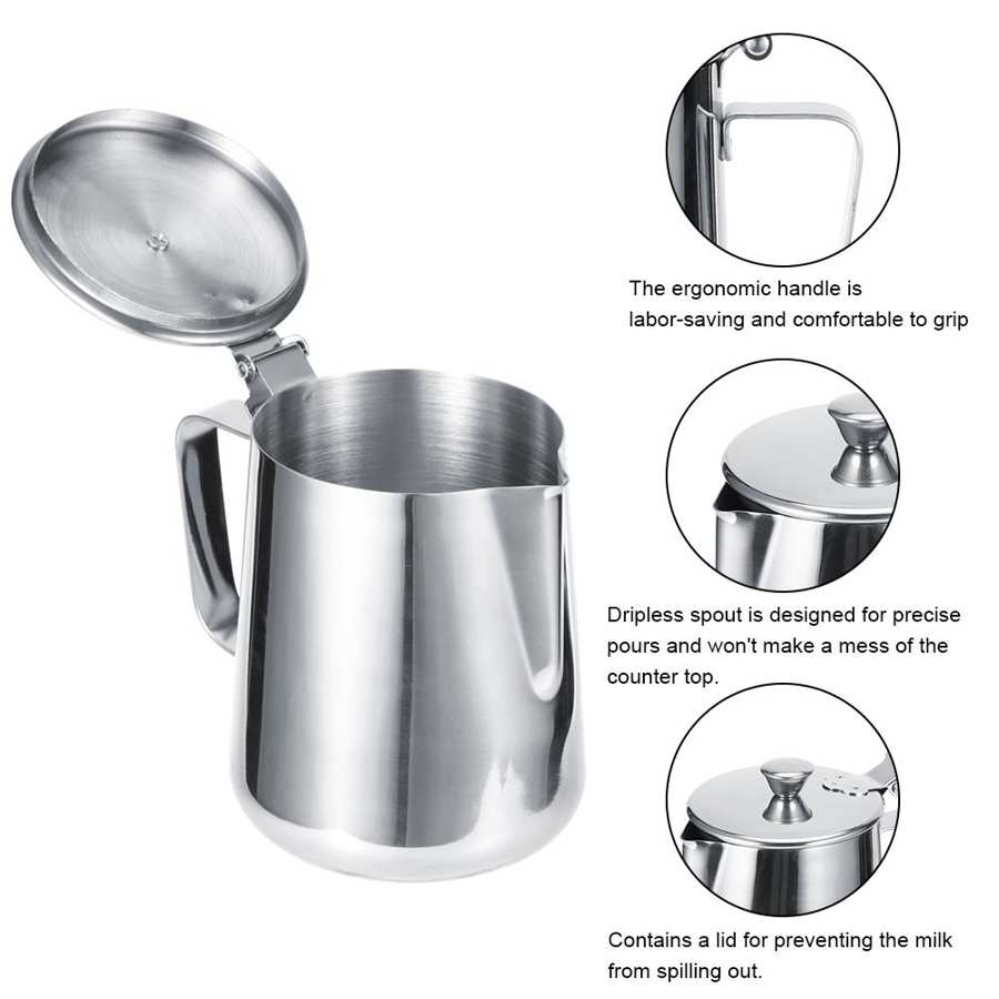 350/600/1000ML Thicken Milk Frothing Cup Jug Stain... – Grandado