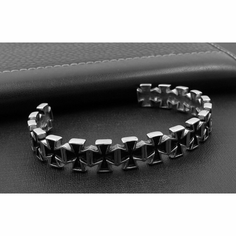Cross Cuff Bangle 316L Stainless Steel Knight Temp... – Grandado
