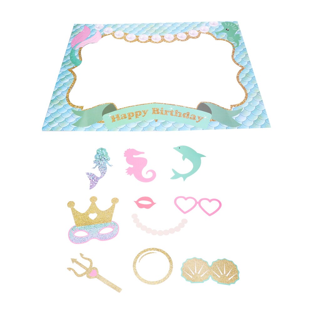 11 Pcs Photo Booth Props and Photo Frame Mermaid T... – Vicedeal