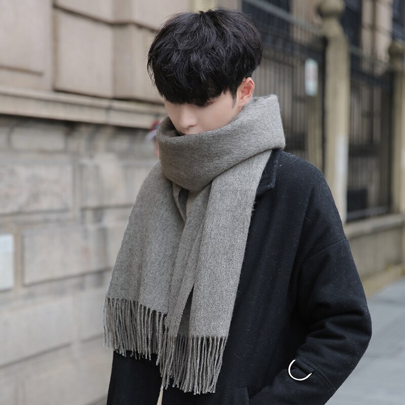 Man's Winter Wool Scarf Luxury Brand Thicken Solid... – Grandado
