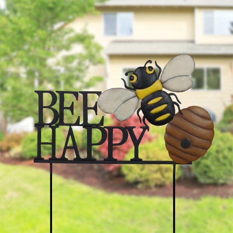 Bee Honeycomb Metal Art Garden Stake Silhouette Sp... – Grandado