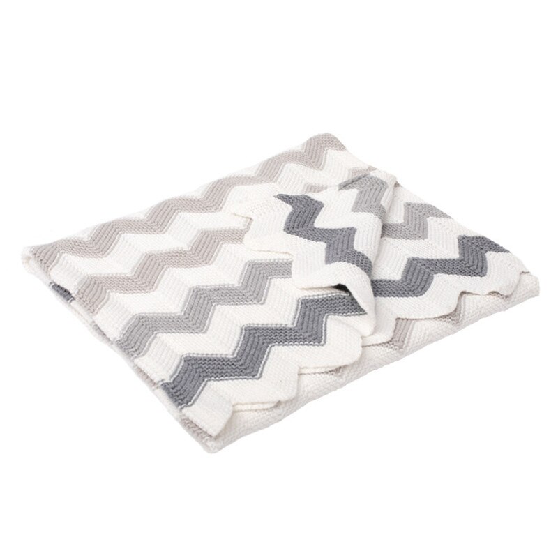 Cotton Knitted Blue Wave Baby Blanket Newborn Crib... – Grandado