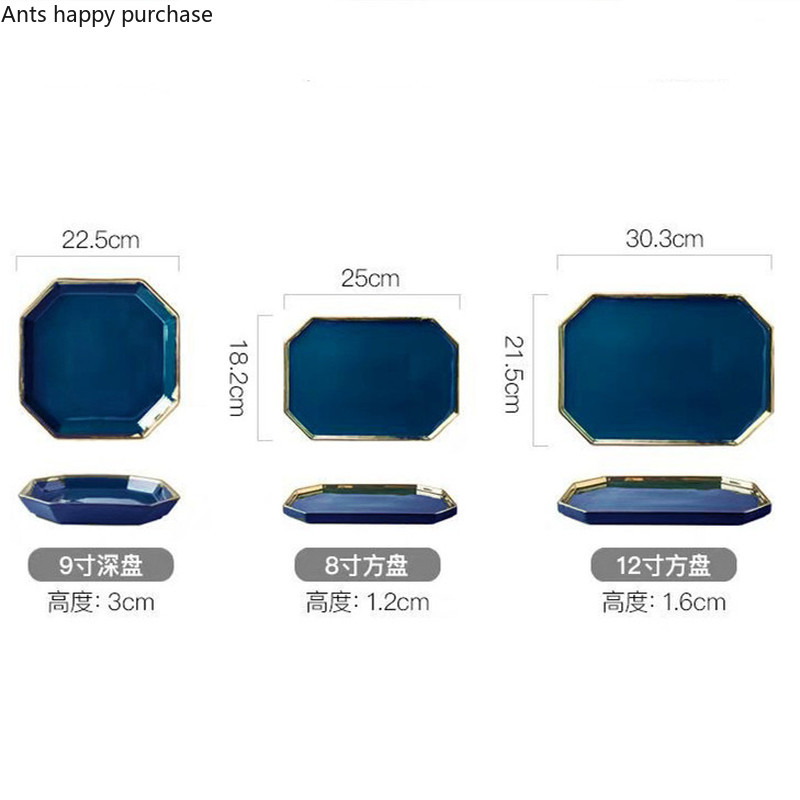 Nordisk blå husholdningsartikler keramisk fad tall... – Grandado