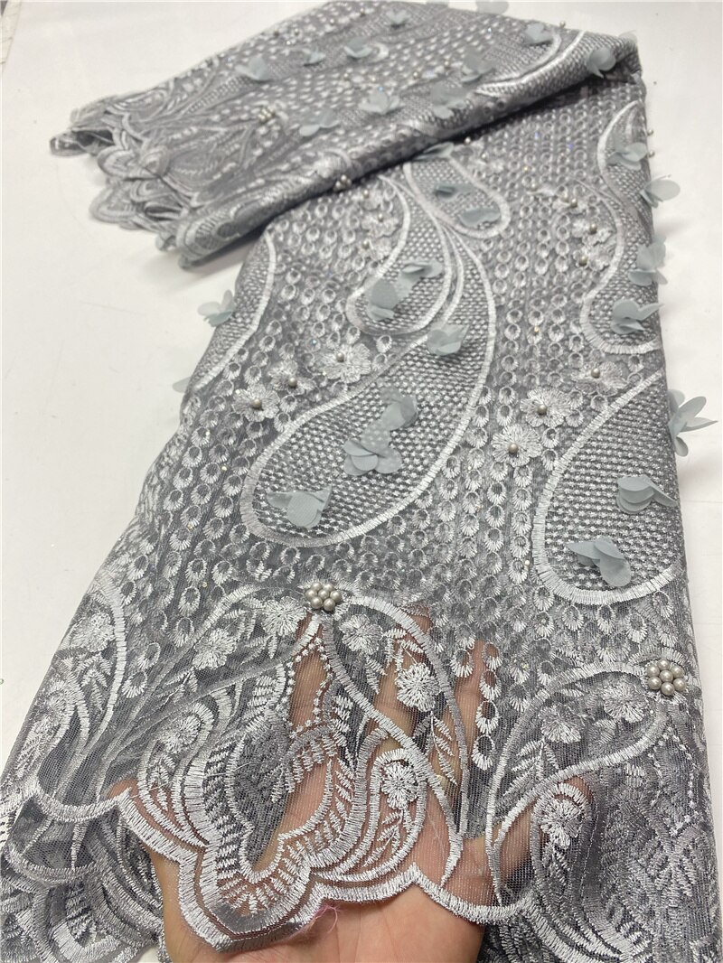 Afrikansk 3d perler blonder stof blonder fransk ne... – Vicedeal