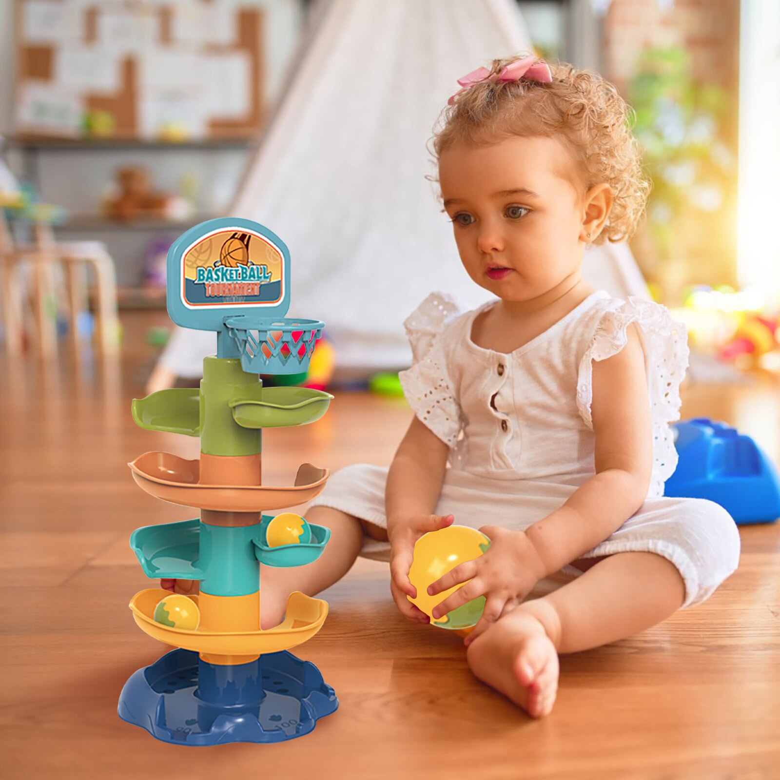 Children's Sliding Ball Tower, Baby's Folding Bask... – Grandado