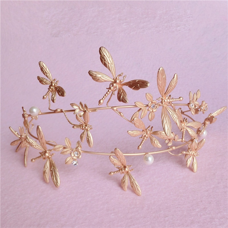 Vintage bridal headband dragonfly Wedding Tiara Cr... – Grandado