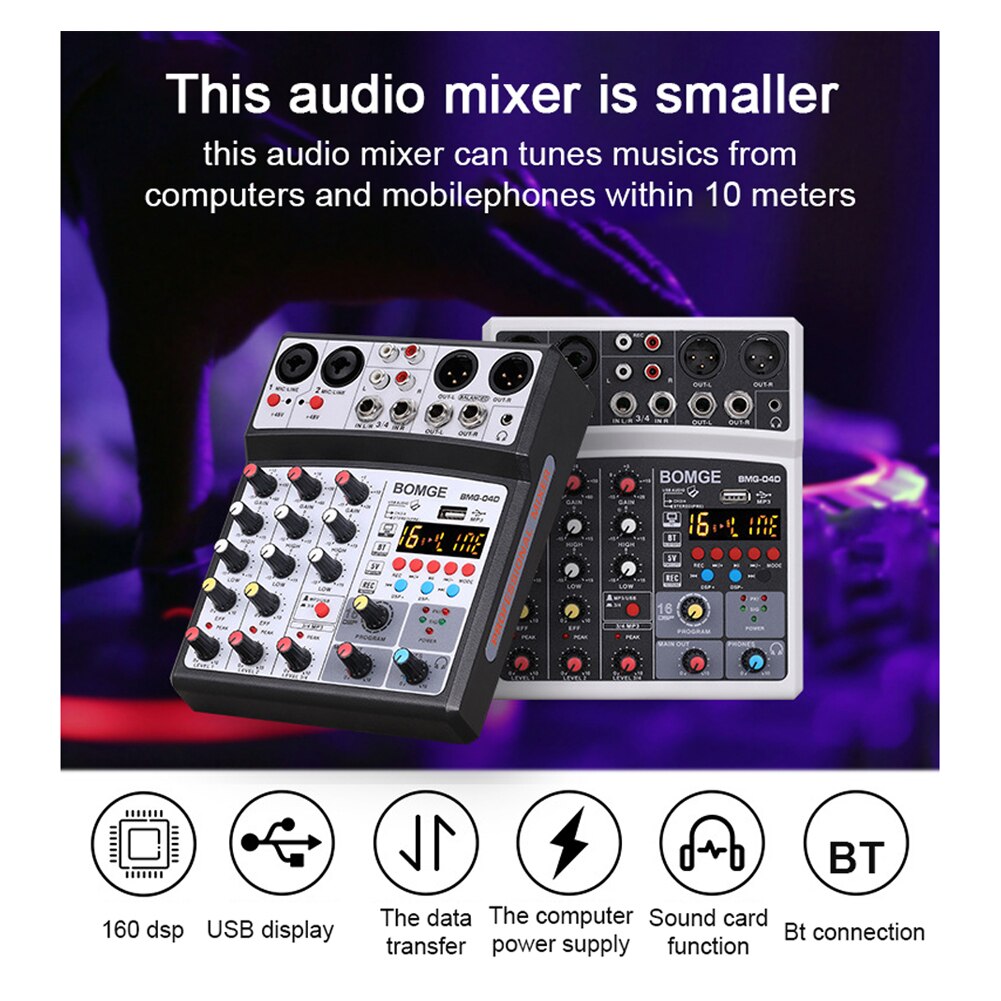 Professionele 4 Kanalen Bt Audio Sound Mixer Multi... – Vicedeal