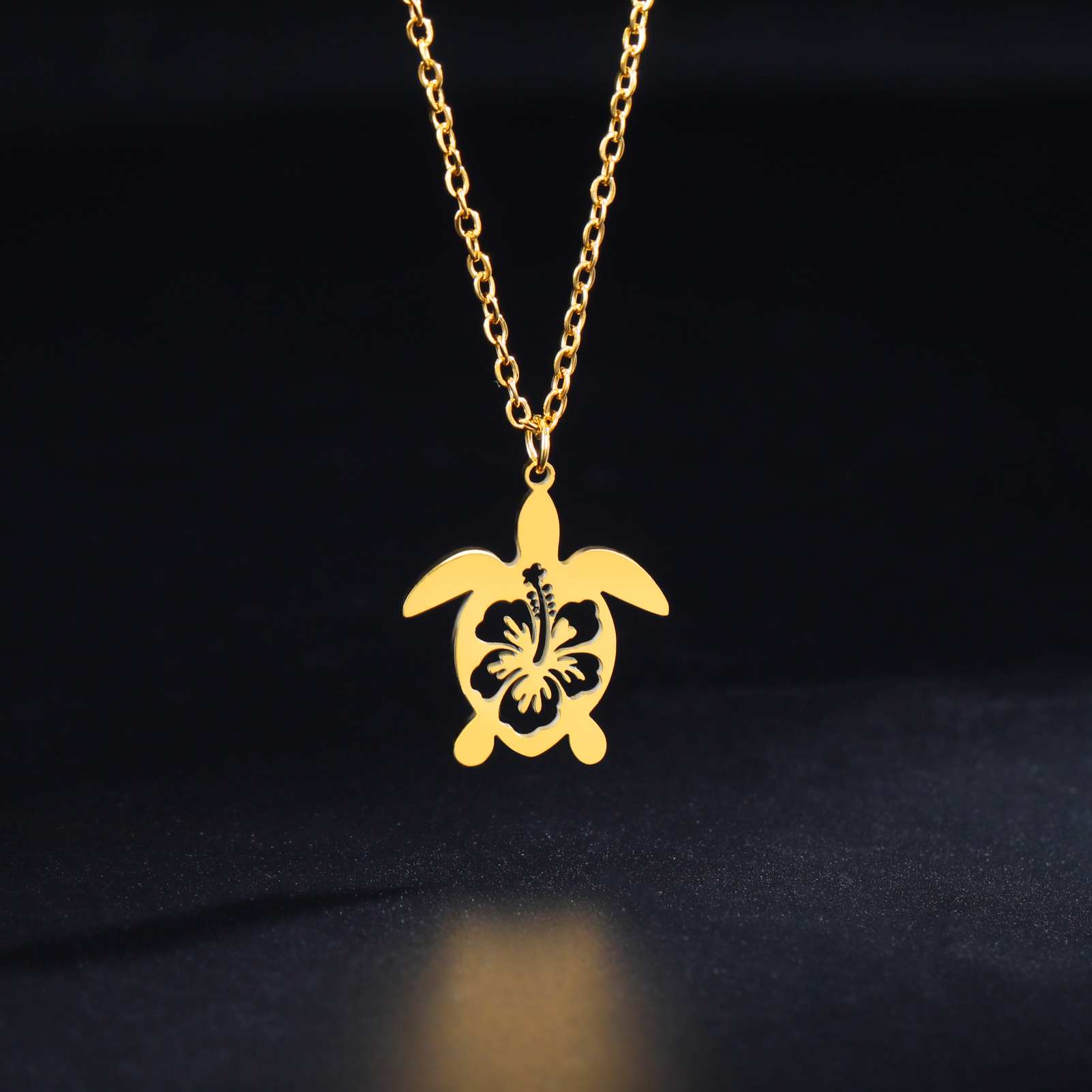 Hollow Flower Pattern Sea Turtle Pendant Necklace ... – Grandado