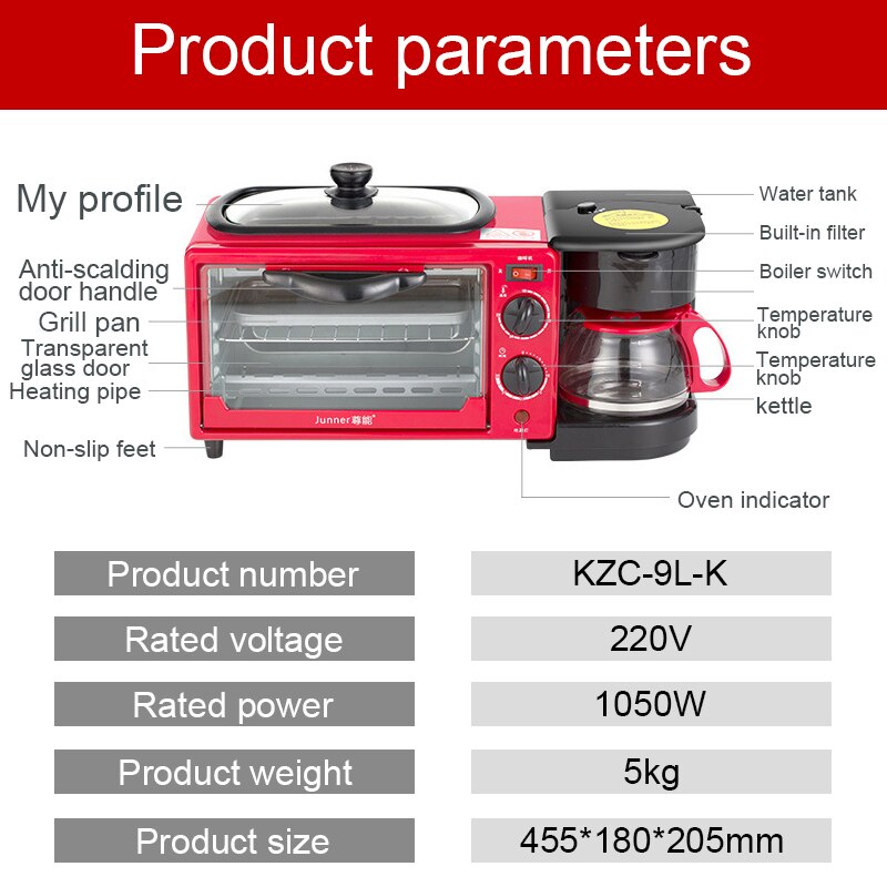 Electric Oven Bread Toaster 4L 1050W Household Mul... – Vicedeal