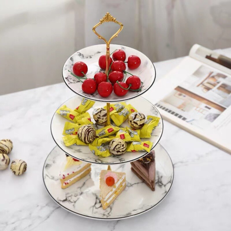 Europe Marble Black Inlay Fruit Plates Snack Dishe... – Grandado