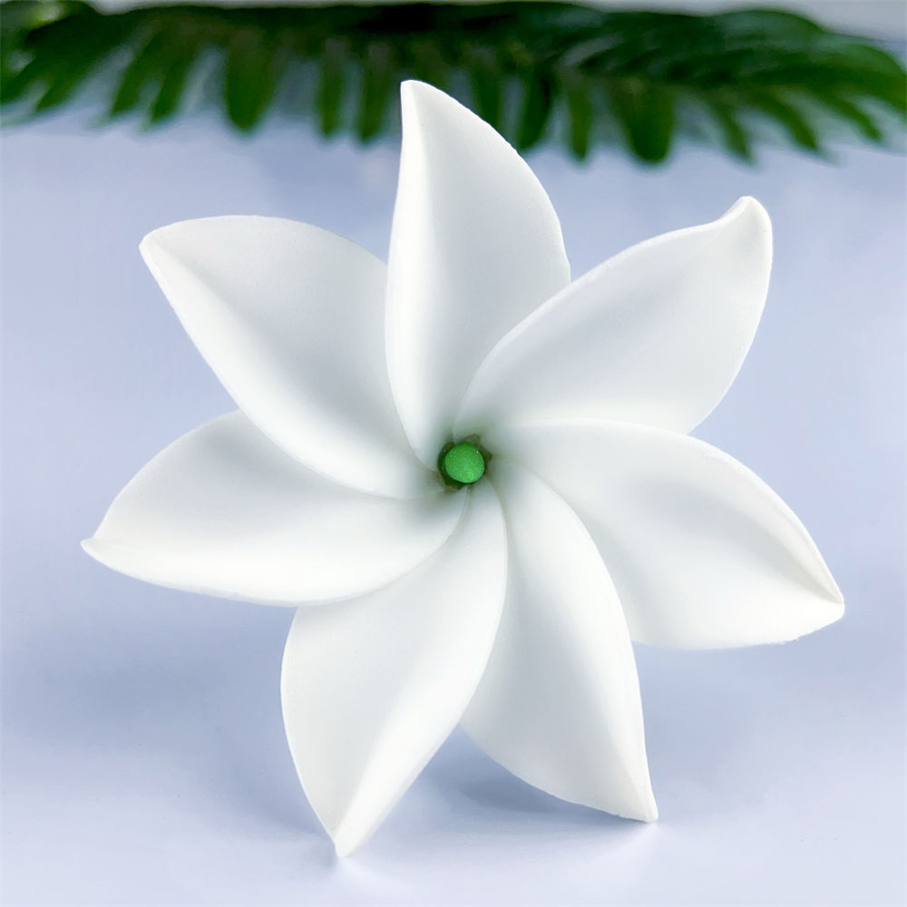 10pcs White 8cm Roll-edged 7-petal Foam Tiare Flow... – Grandado