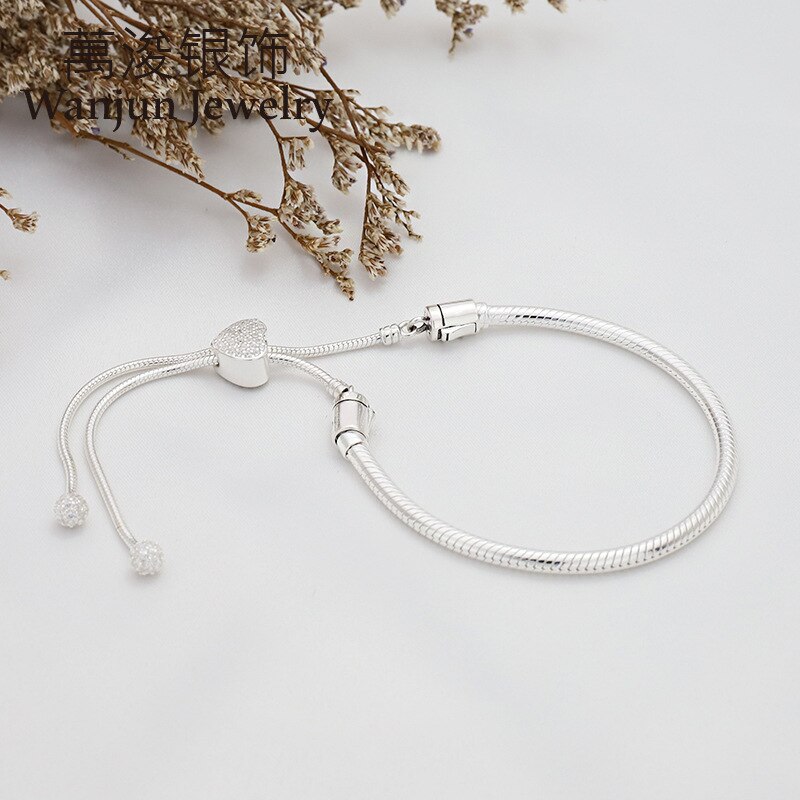 Original 925 Sterling Silver Moments Pave Heart Br... – Grandado