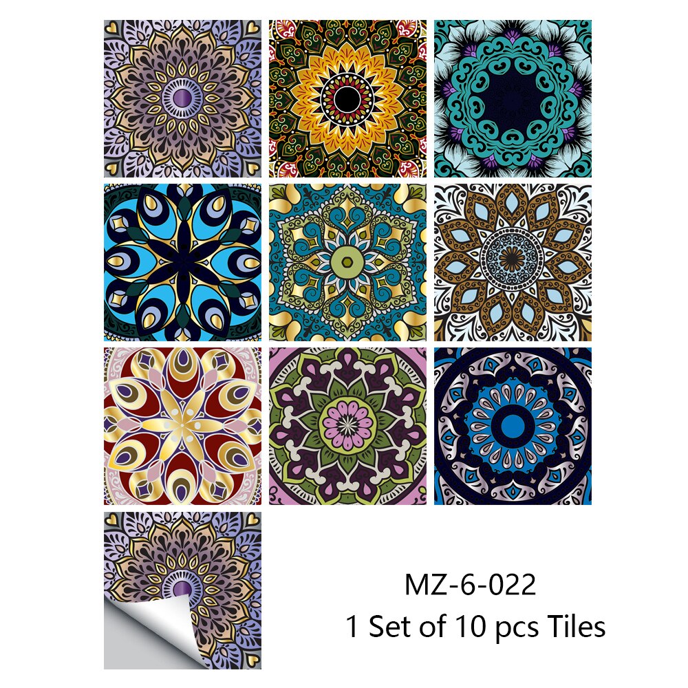 10pcs Mandala Style Matte Surface Tiles Sticker Tr... – Vicedeal