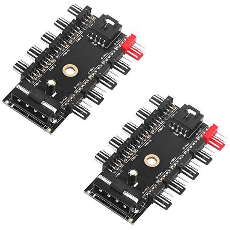 2 PCs Molex Powered Fan Hub 4-Pin 10 Port 12V 4 Pi... – Vicedeal