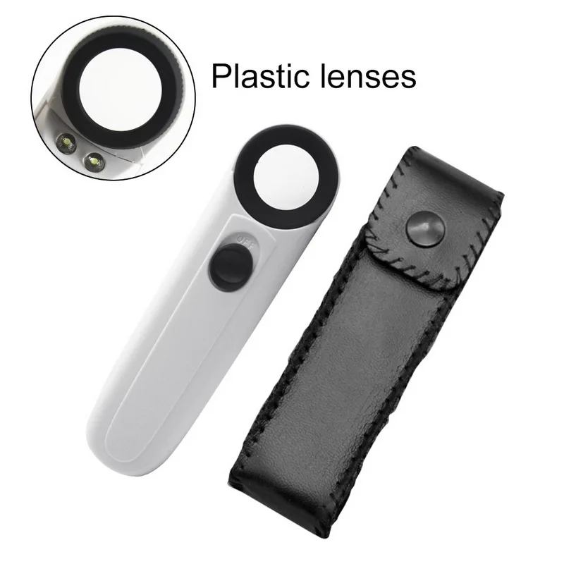 Handheld 40x Magnifying Glass with 2 LED Light Han... – Vicedeal