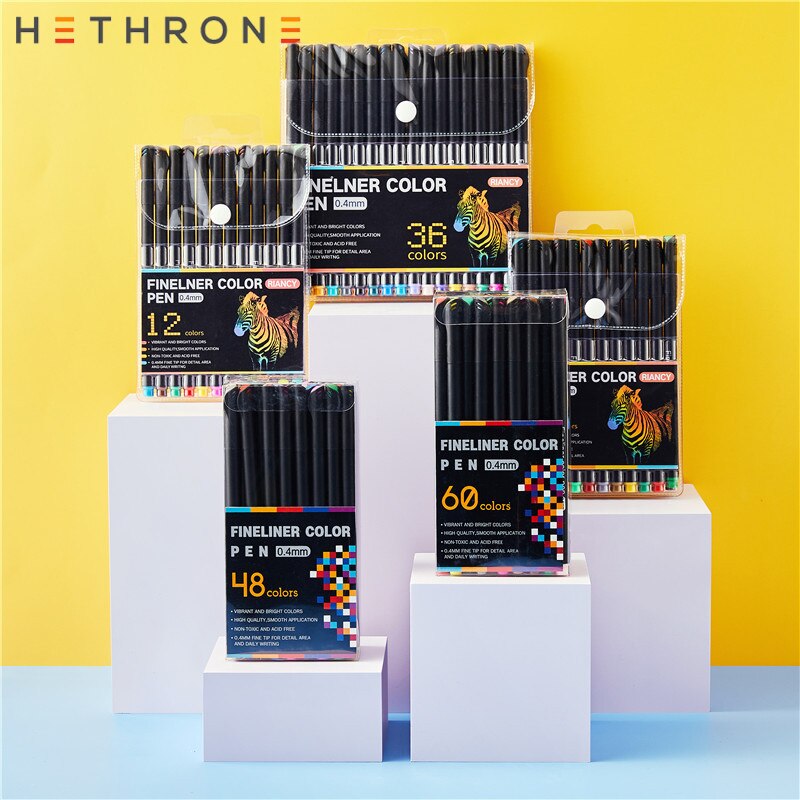 Hethrone 12/24/36/48/60 Kleuren set Fiber Markers ... – Grandado