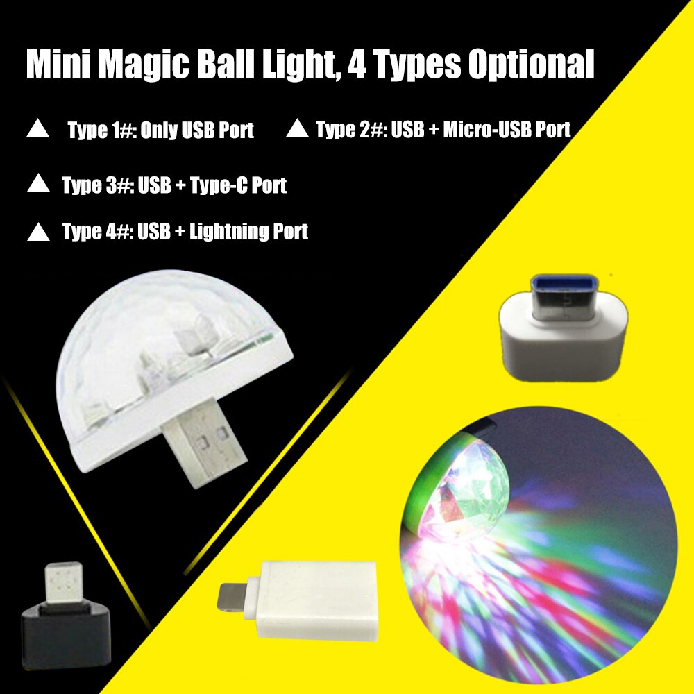 Mini Disco Light Rotating USB Magic Ball Light RBG... – Grandado