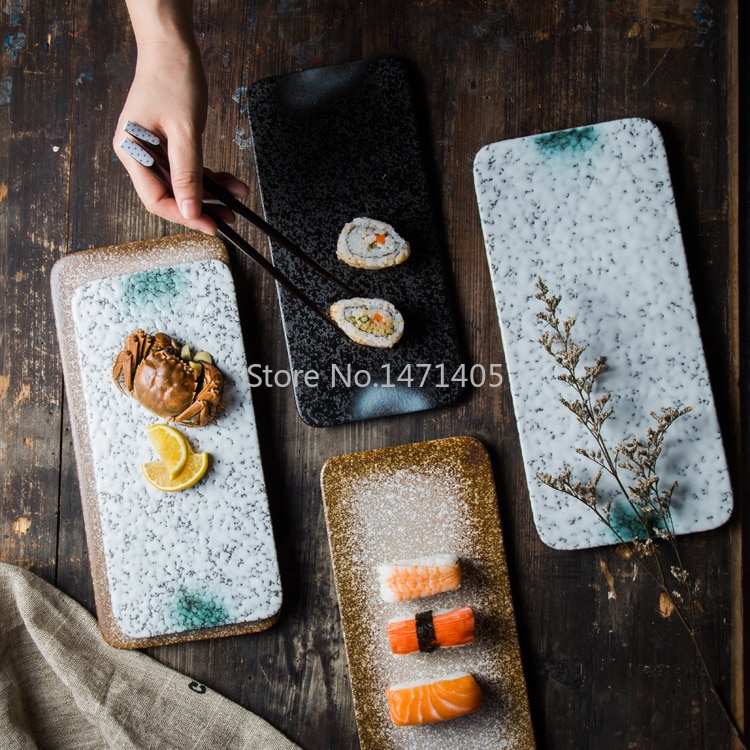 Japanese Ceramic Sushi Plate Flat Flat Plate Recta... – Grandado