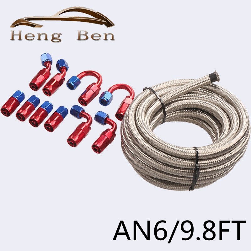 3 Meter AN6 Stainless Steel Braided Fuel Line Fitt... – Grandado