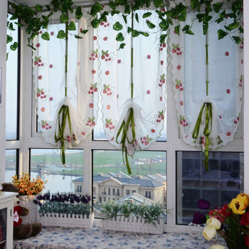 Embroidered Strawberry Tulle Window Screen Door Ba... – Grandado