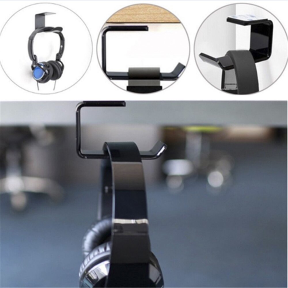 Simple Headphone Stand Hanger Hook Tape Under Desk... – Grandado