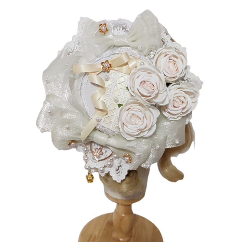 Japanese Lolita Lace Bonnet Top Hat Sweet Bowknot ... – Grandado