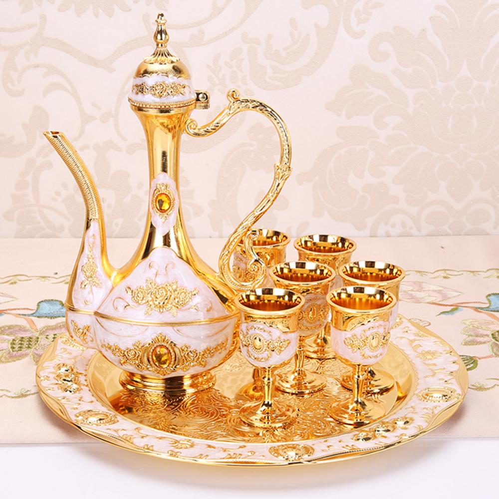 8Pcs/Set European Vintage Metal Wine Cup Kettle Tr... – Grandado