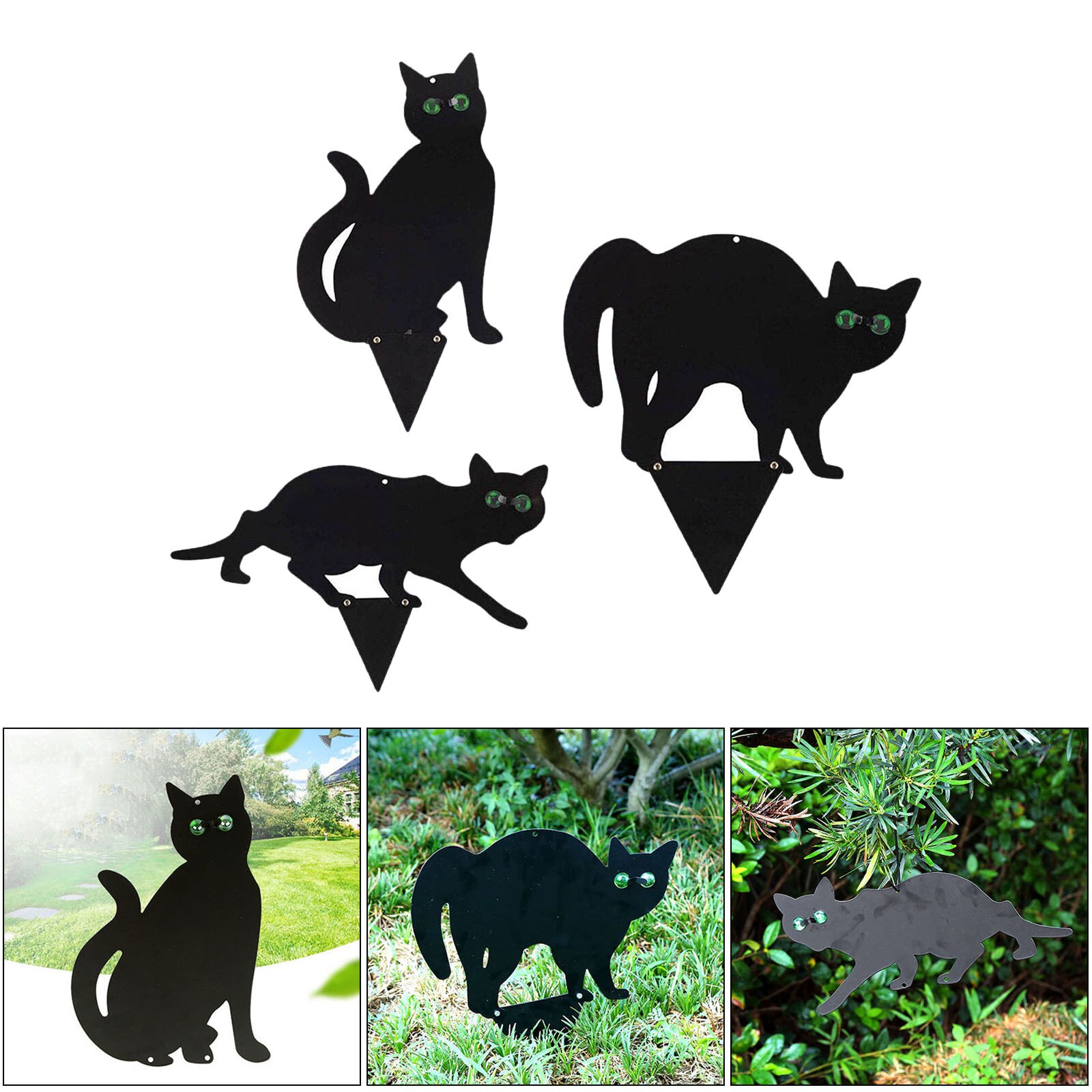 3 Pieces Iron Cat Shaped Bird Scarer Decoy Scarecr... – Grandado