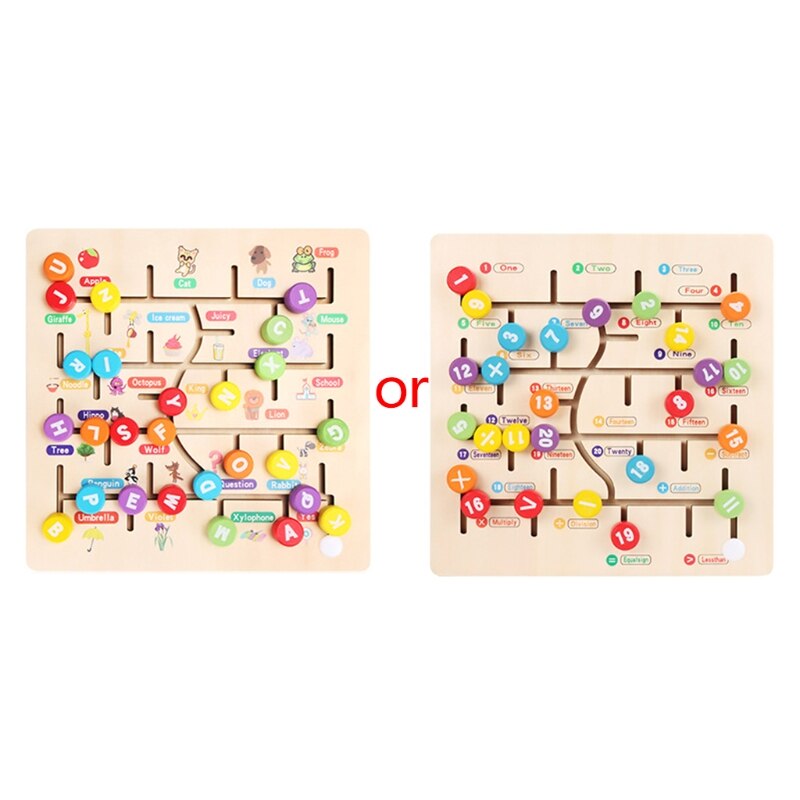 Wooden Number Alphabet English Matching Track Maze... – Vicedeal
