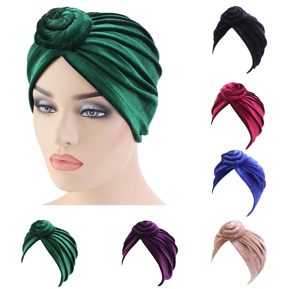 India Women Velvet Turban Hat Hijab Twist Knot Che... – Vicedeal