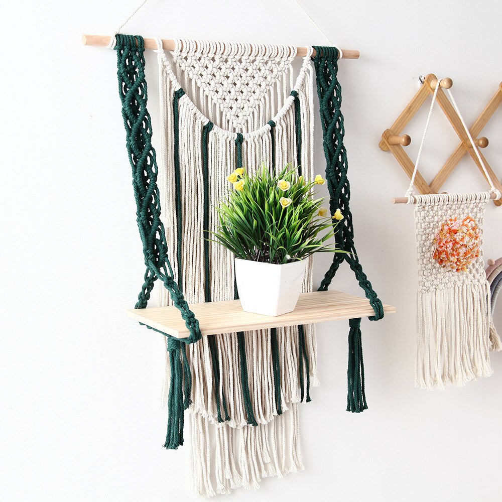 Boho Macrame półka robić wieszania na ścianie z sz... – Grandado