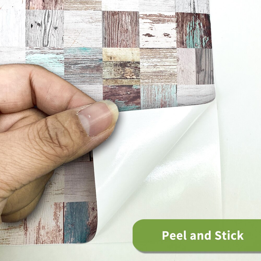 Funlife® Rustic Wood Mosaic Tile Sticker Peel&... – Grandado