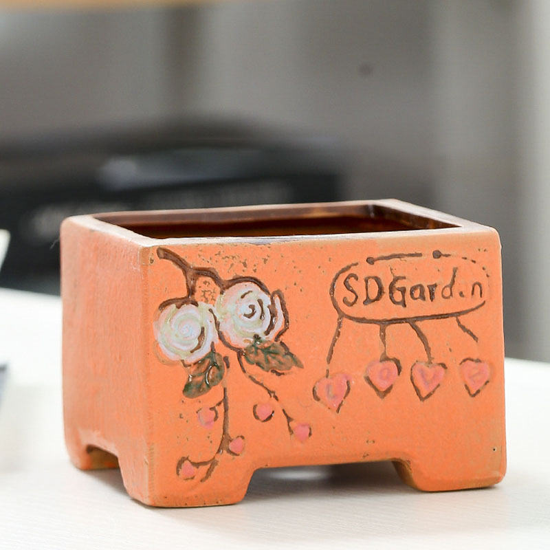 Strongwell Ademend Relief Handgeschilderde Bloempo... – Grandado