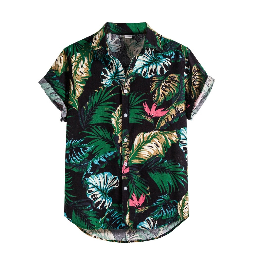 Mannen Shirts Hawaiiaanse Linnen Etnische Print Bu... – Vicedeal