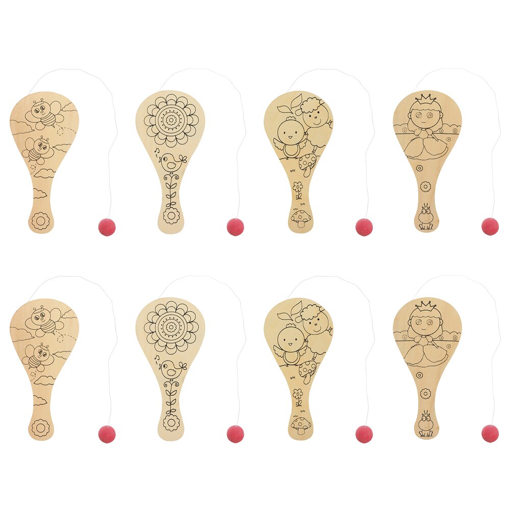 8pcs DIY Wooden Rackets Paddle Shape Wooden Racket... – Grandado