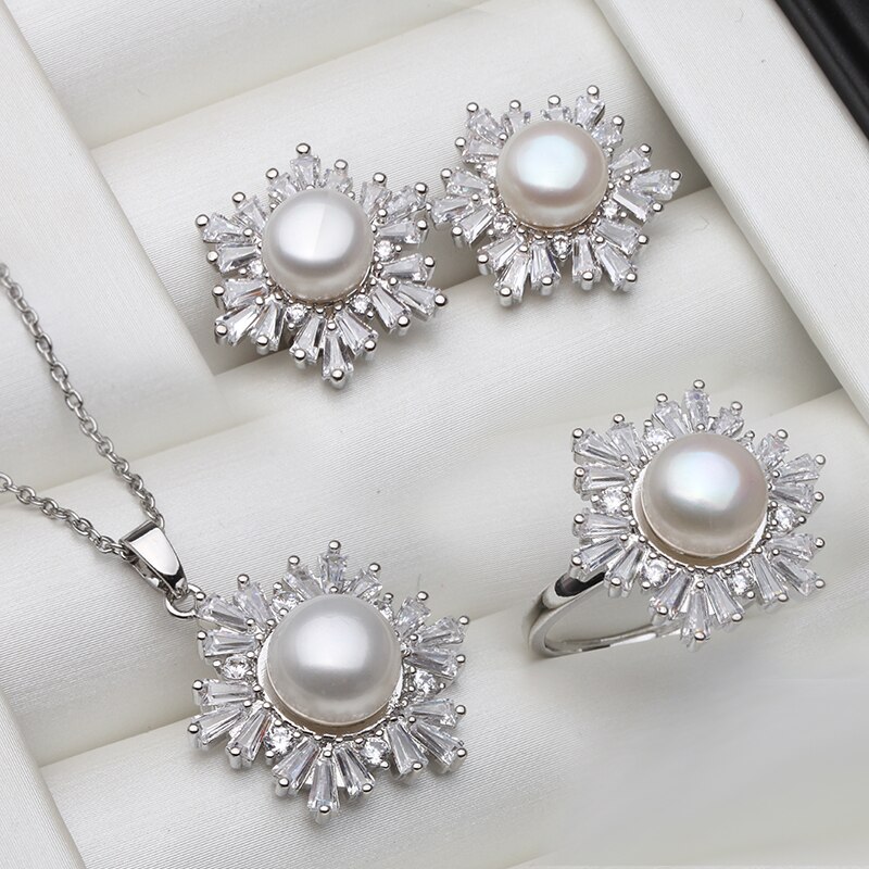 Real White Black Freshwater Natural Pearl Set Wome... – Vicedeal