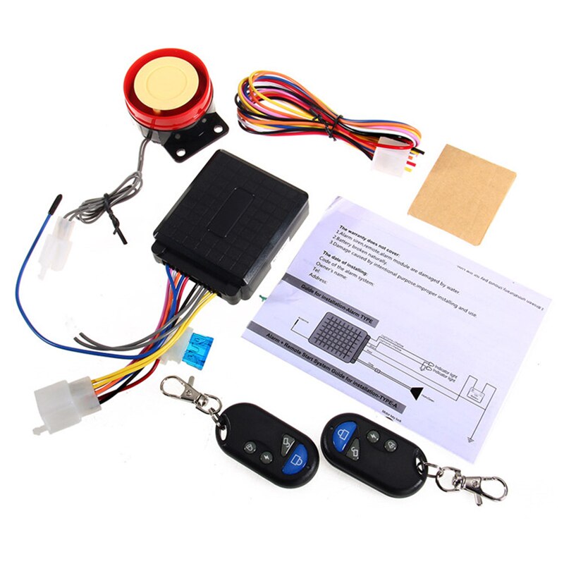 DC 12V Motorcycle Alarm Dual Remote Controls 1 Way... – Vicedeal