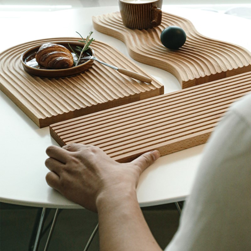 Nordic Water Ripple Wooden Bread Board Tray Househ... – Grandado
