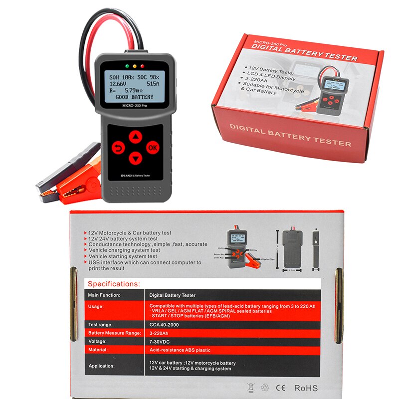 MICRO-200 Pro Auto Batterij Tester 12V 24V Multi-T... – Grandado