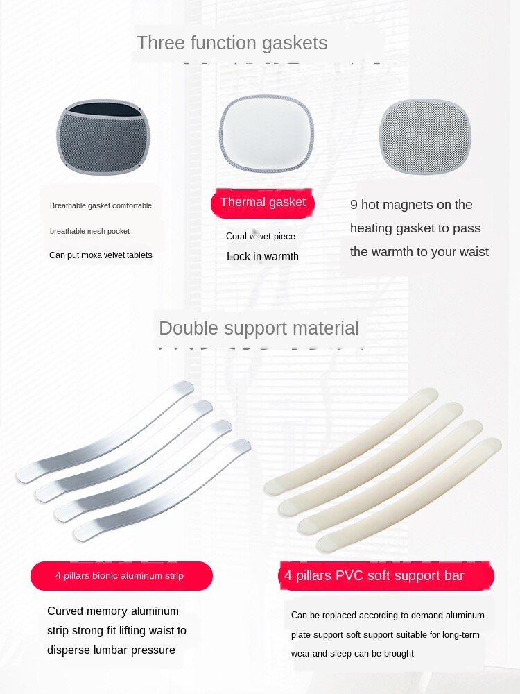 Aluminum strip PVC double support kidney belt four... – Vicedeal