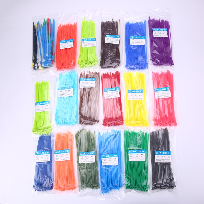 Joekol 4 x 100 100 st / väska 6 färger självlåsande buntband plast ...