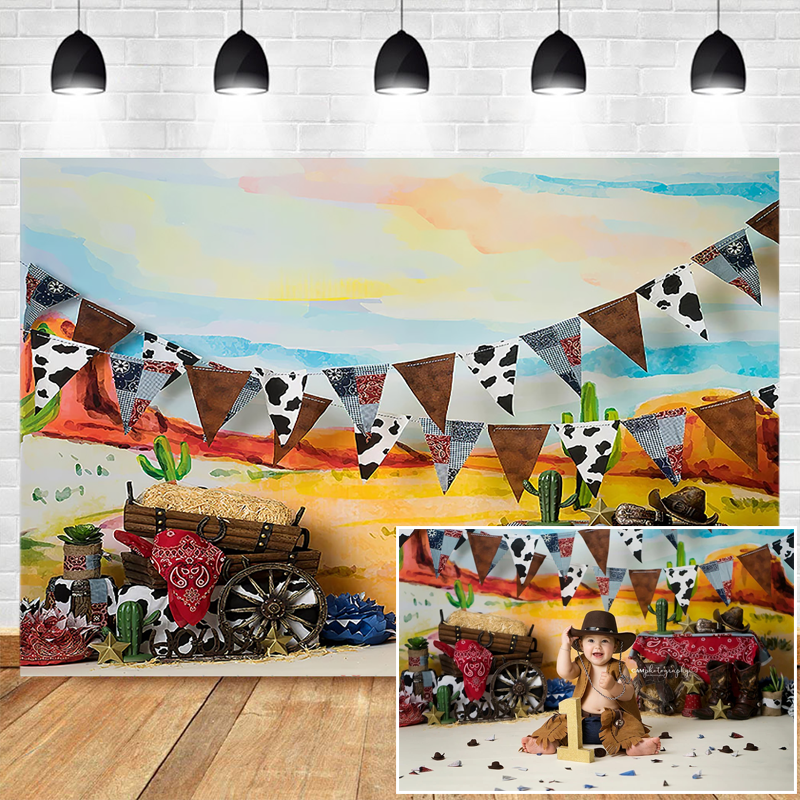 Wild West Cowboy Backdrop For Chirldren 1st Birthd... – Grandado