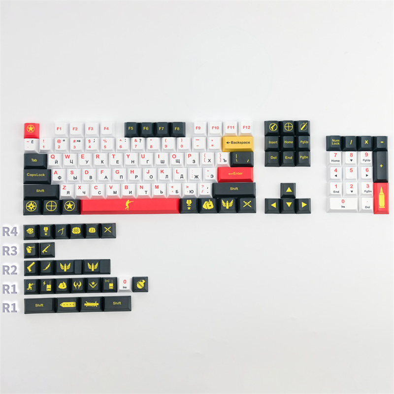 Russian Root PBT Keycaps Set Russian Font Cherry P... – Grandado