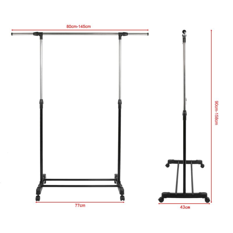 Single-Bar Rail Hanging Clothes Rack Stand Adjusta... – Grandado