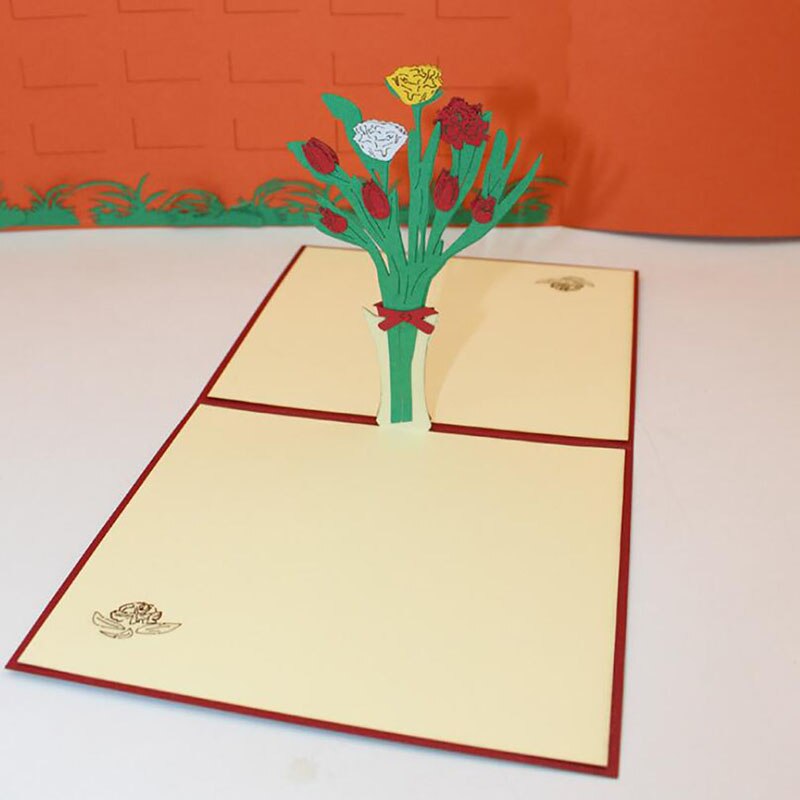 3D Specialty paper Color Tulip Flower Pop Up Greet... – Grandado