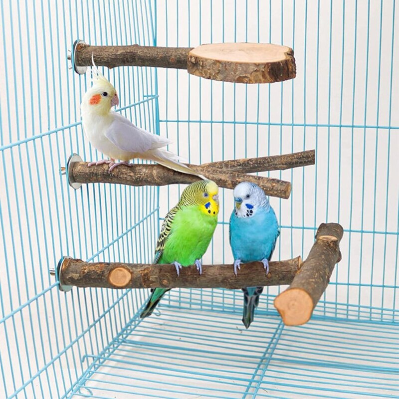 3-Piece Bird Perches Natural Wood Stand Platform B... – Grandado
