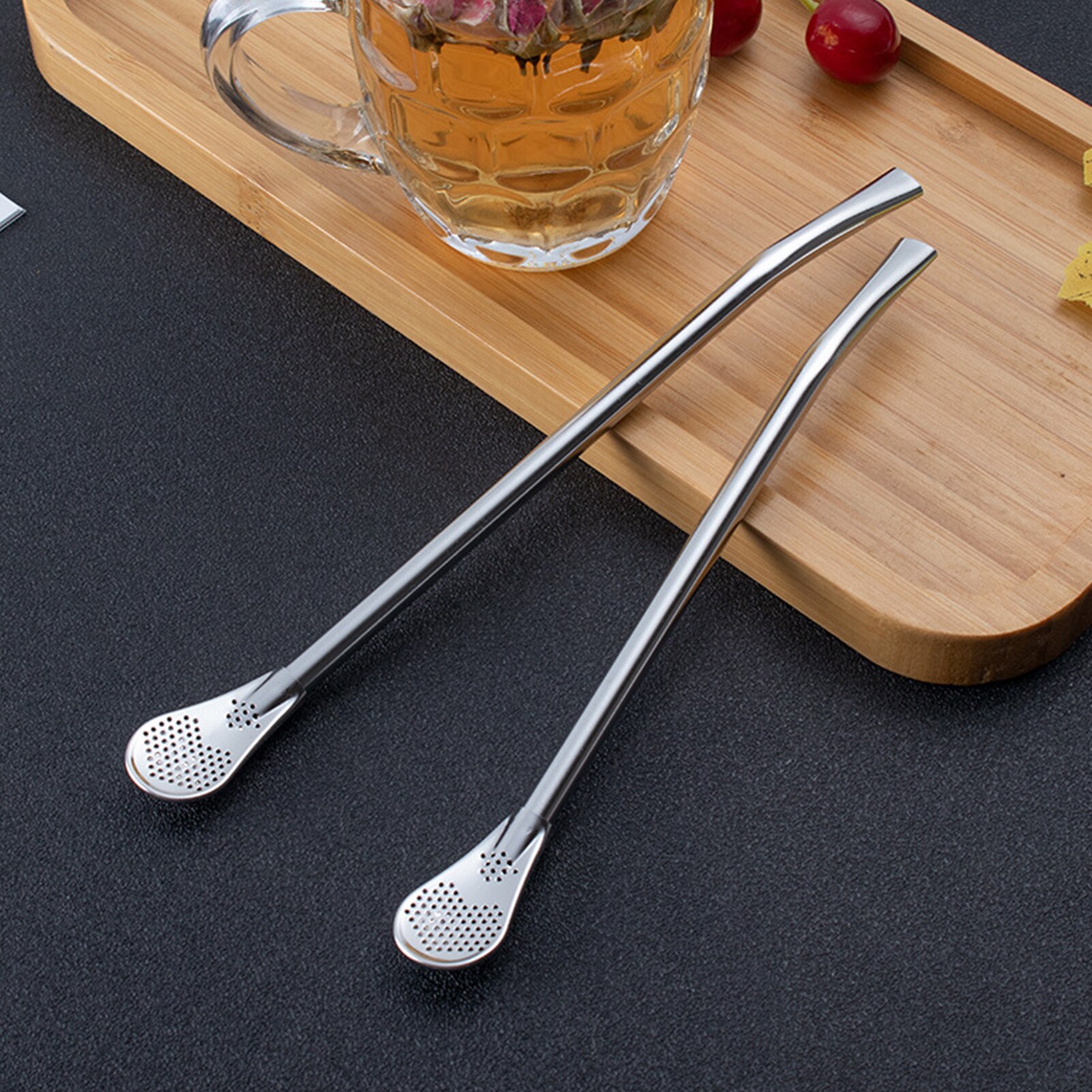 2Pcs Straw Spoon Long Handle Mixing Yerba Mate Sta... – Vicedeal